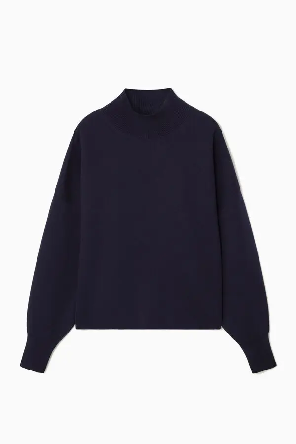 Cos Double-faced Wool Turtleneck Sweater - Blue | Editorialist
