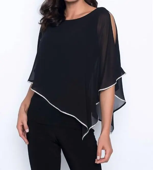 Buy Frank Lyman Top With Draped Overlay - Black At 34% Off | Editorialist