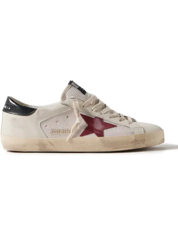 Golden Goose Superstar Distressed Leather And Mesh Sneakers