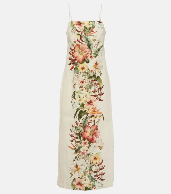 Zimmermann Lexi Floral Linen Maxi Dress In Beige - 20% Off | Editorialist