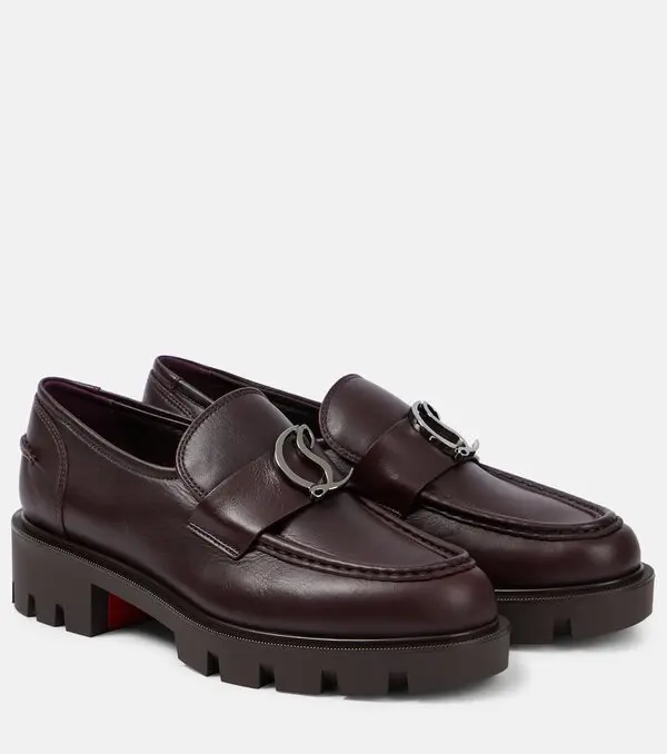 CHRISTIAN LOUBOUTIN Cl Moc Lug Loafers - Burgundy