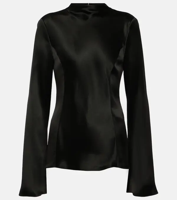 Gabriela Hearst Delwyn Silk Satin Turtleneck Top