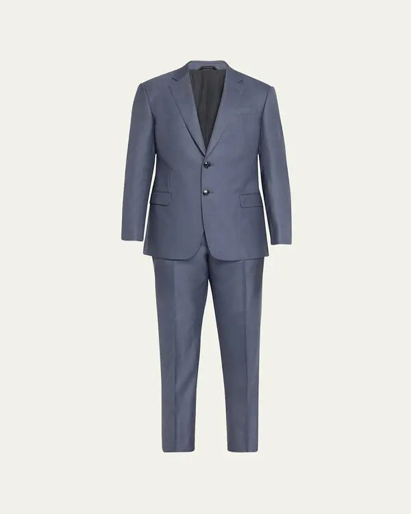Giorgio Armani Textured Wool-silk Solid Classic Fit Suit - Multi