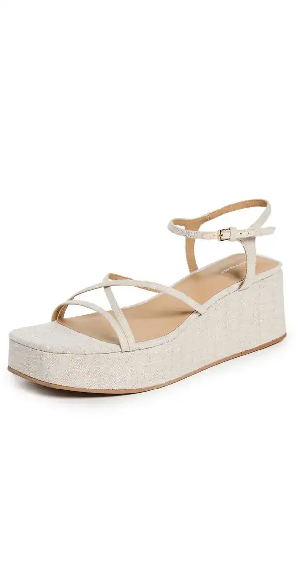 Reformation Zolanda Wedge Sandals In Oatmeal - 60% Off | Editorialist