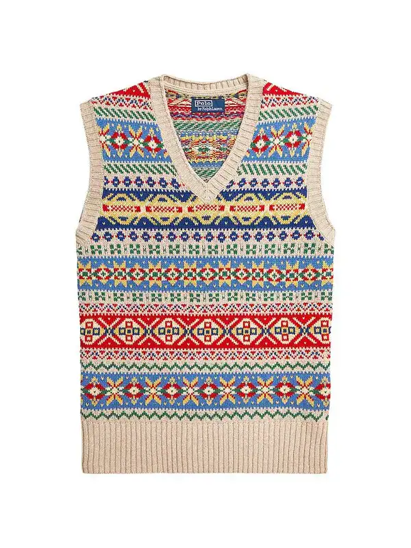 Ralph Lauren Fair Isle Sweater Vest - Tan | Editorialist