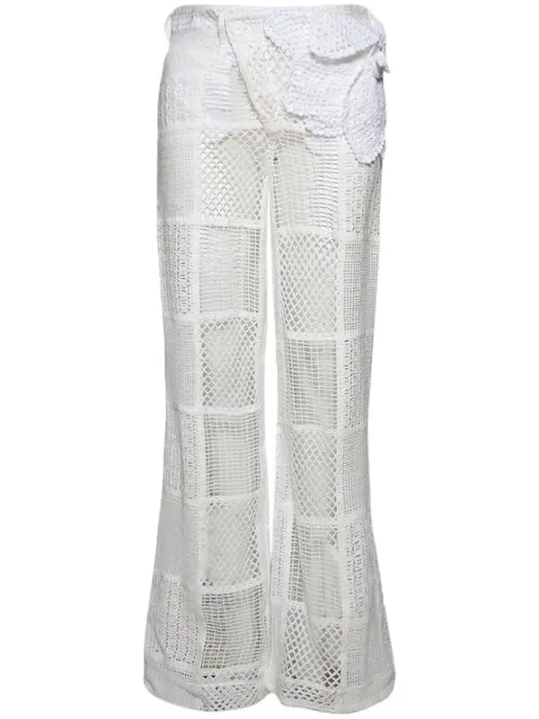 ROBERTA EINER Floral-appliqué Trousers - White