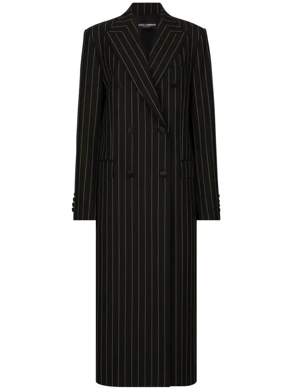 Dolce & Gabbana Pinstriped Double-breasted Coat - Black