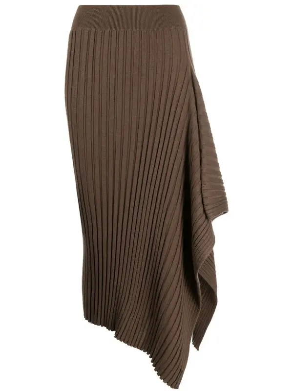 Calvin Klein Ribbed-knit Draped Midi Skirt