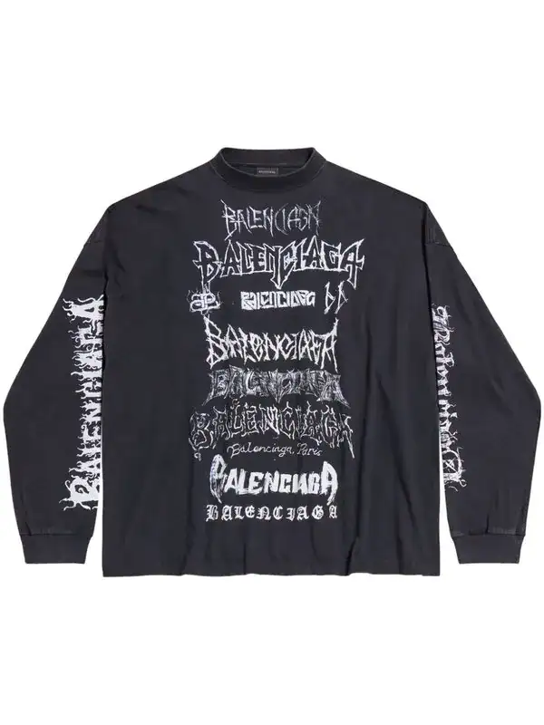 Buy Balenciaga Graffiti-logo Long-sleeve T-shirt - Black At 44