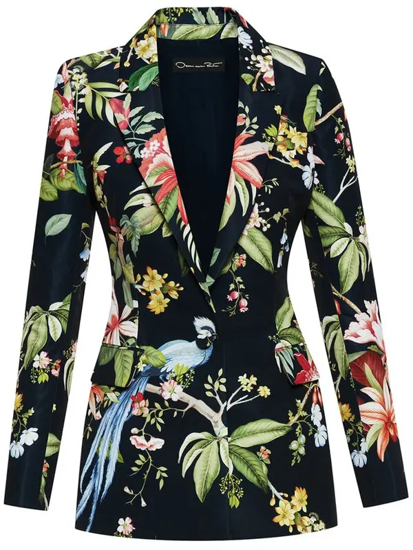 Oscar De La Renta Flora & Fauna Faille Blazer