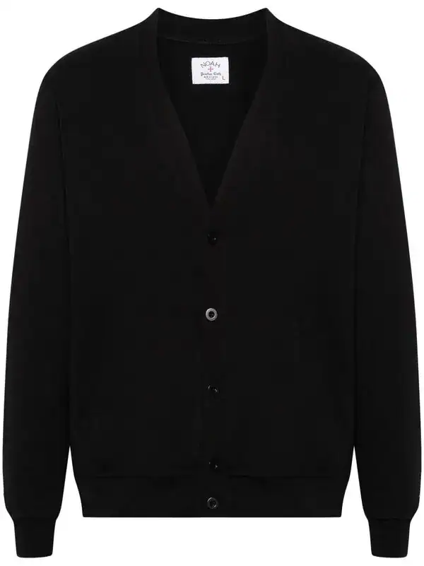 Noah X The Cure Rugby Cotton Cardigan In Black - 45% Off