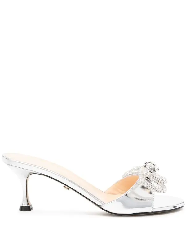 Mach & Mach Bow-detail Metallic Sandals - Silver