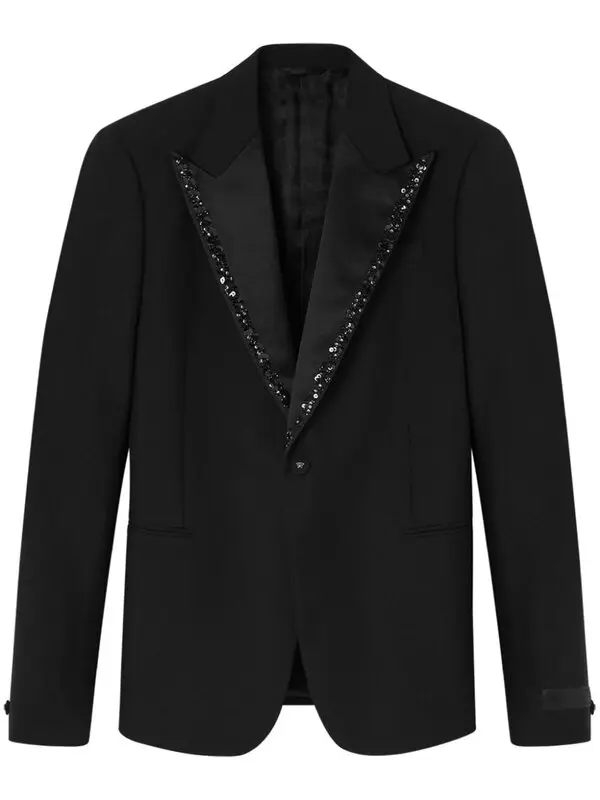 Versace Pailette-embellished Single-breasted Blazer - Black