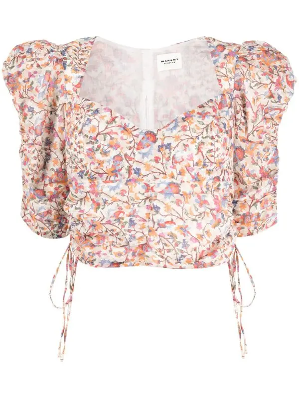 MARANT ETOILE Galaor Puff-sleeve Blouse - Multicolour