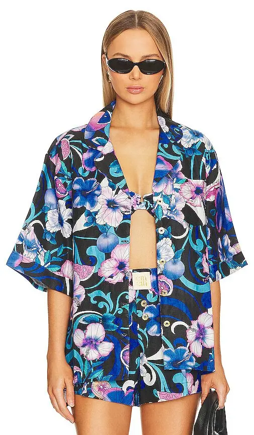CIN CIN Mirage Bowling Shirt - Hibiscus Blue