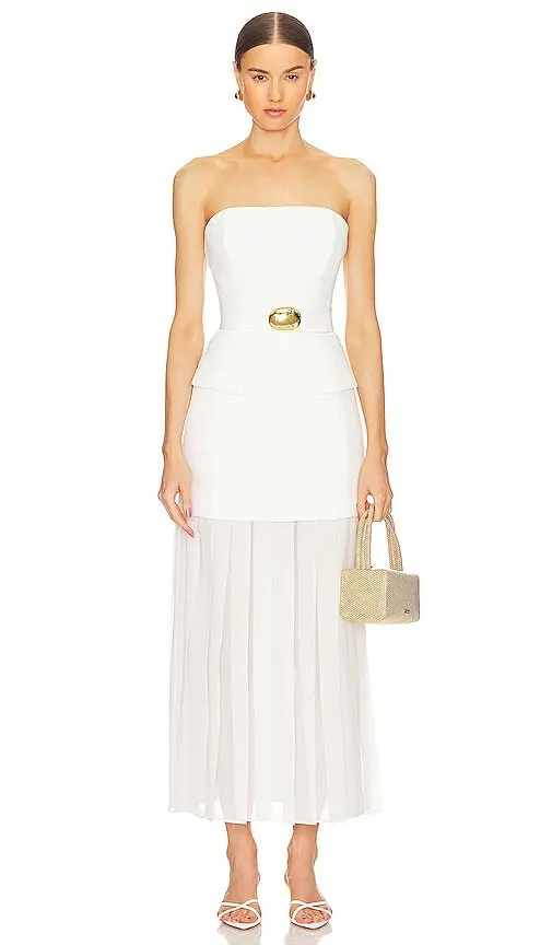 NICHOLAS Reagan Strapless Mini Dress With Pleated Skirt