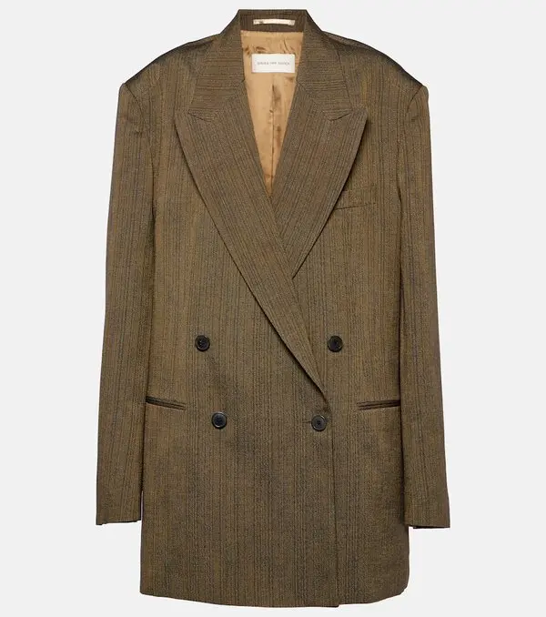 Dries Van Noten Double-breasted Cotton-blend Blazer - Neutrals
