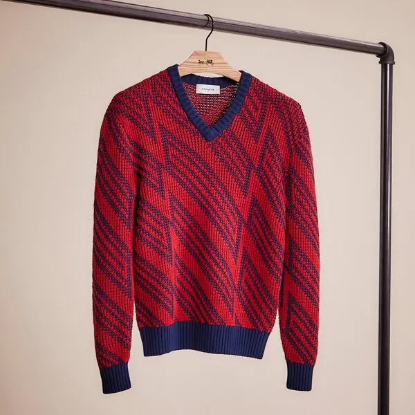 Coach Jacquard V-neck Sweater