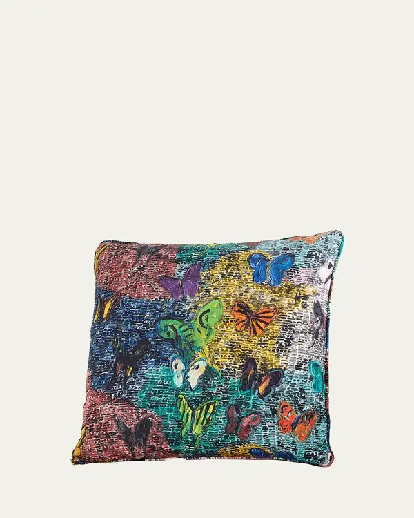 HUNT SLONEM Butterfly & Guardian Cotton Pillow, 22