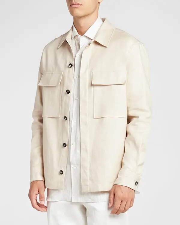 Zegna Oasi Linen Overshirt - Medium Beige