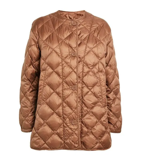 Max Mara Collarless Quilted Jacket - Brown | Editorialist
