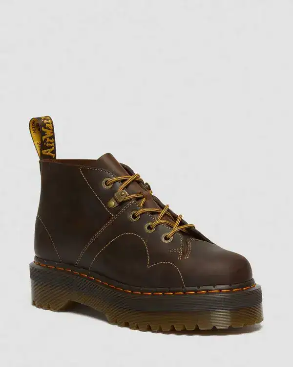 Dr. Martens Church Arc Crazy Horse Platform Monkey Boots In Brown