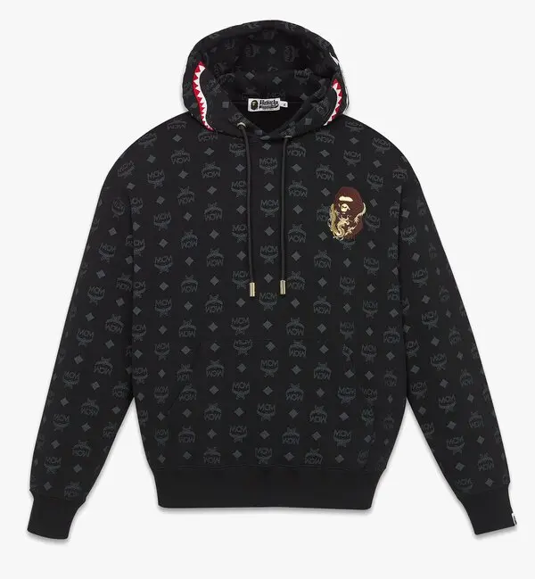 Mcm X Bape Monogram Shark Hoodie - Black | Editorialist