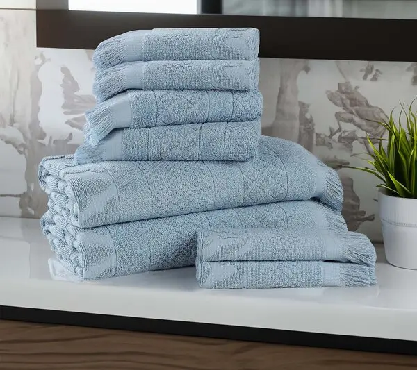 SUPERIOR Rolla Cotton Geometric Jacquard 8 Piec E Towel Set