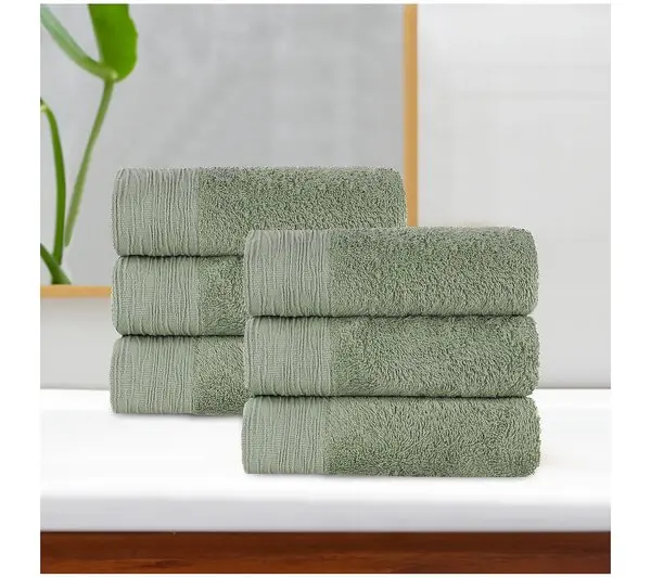 SUPERIOR Rayon Made From Bamboo Solid Hand Tow L Set Of 6