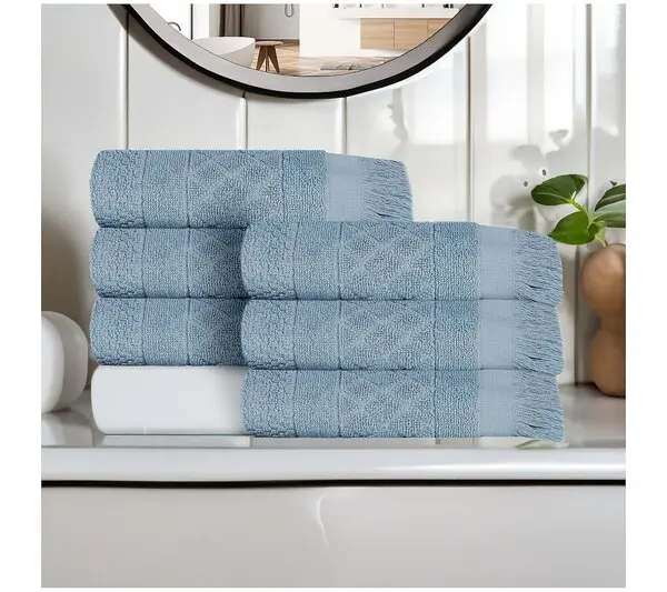 SUPERIOR Rolla Cotton Geometric Jacquard Hand T Owel Set Of 6