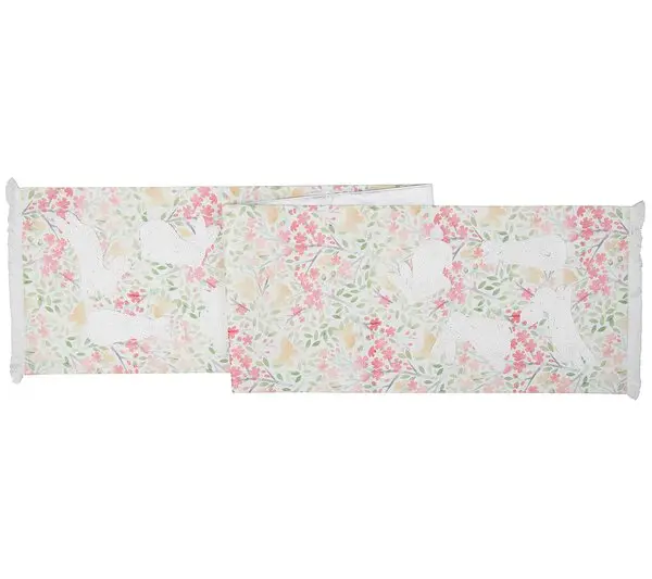 VALERIE PARR HILL Bunnies Flowers Table Runner Valerie