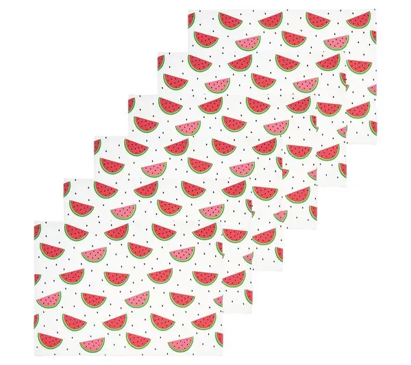 VALERIE PARR HILL Watermelon Whimsy Set Of 6 Placemats Valerie