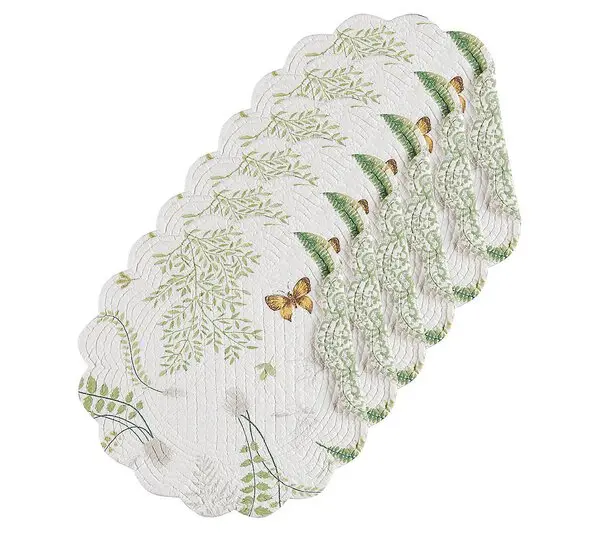 VALERIE PARR HILL Althea Floral Set Of 6 Round Reversible Placema Ts Valerie