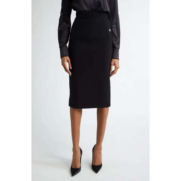 Dolce & Gabbana Virgin Wool Stretch Gabardine Skirt