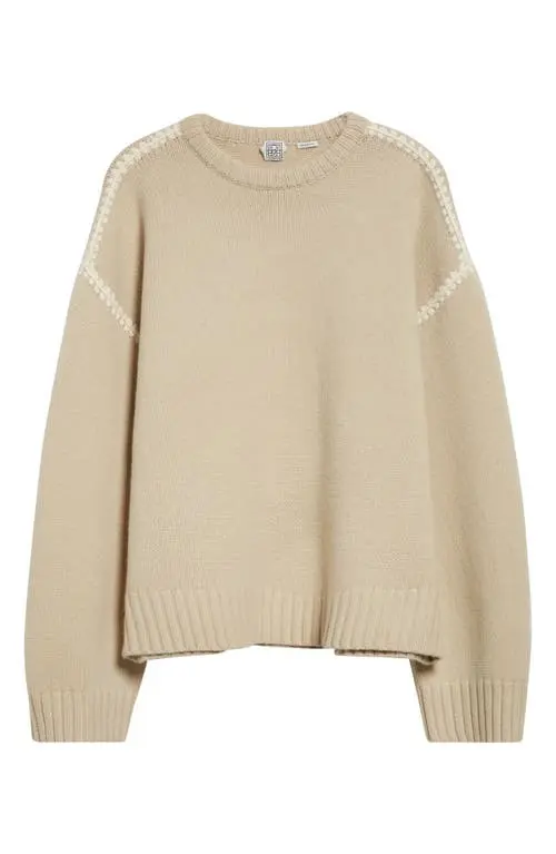 TOTÊME Shell Stitch Trim Wool Sweater - Harvest