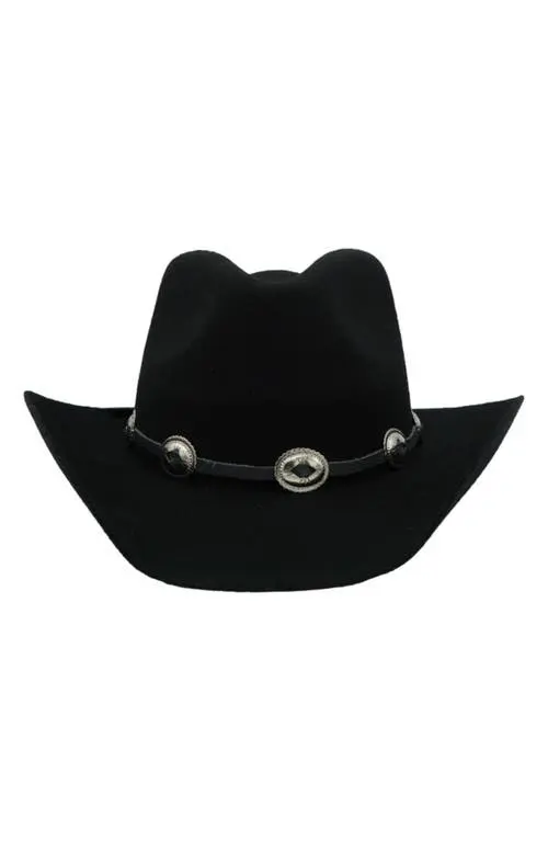 MODERN MONARCHIE Texan Buckle Trim Wool Cowboy Hat
