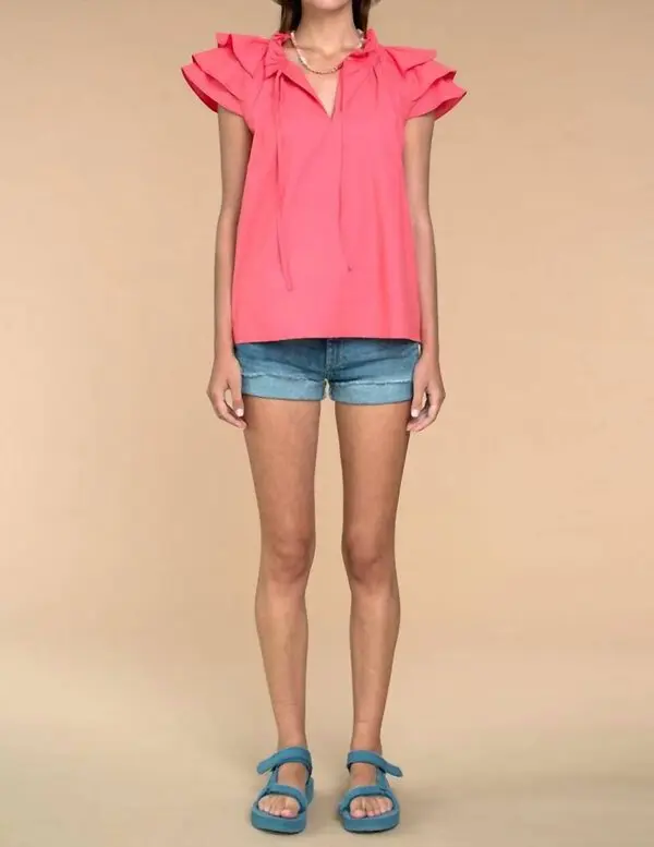 Buy OLIVIA JAMES THE LABEL Astrid Top In Coral - Pink At 36% Off ...
