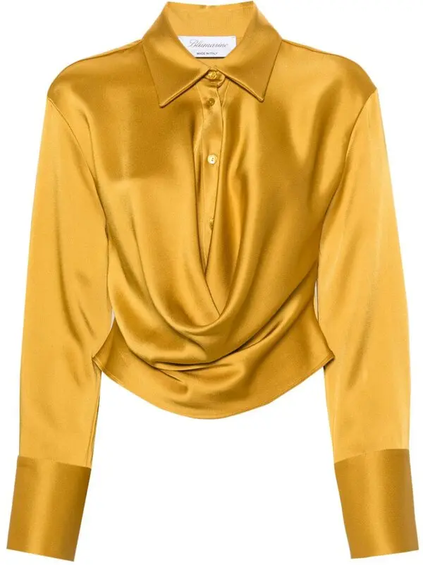 Blumarine Draped Satin Shirt - Gold