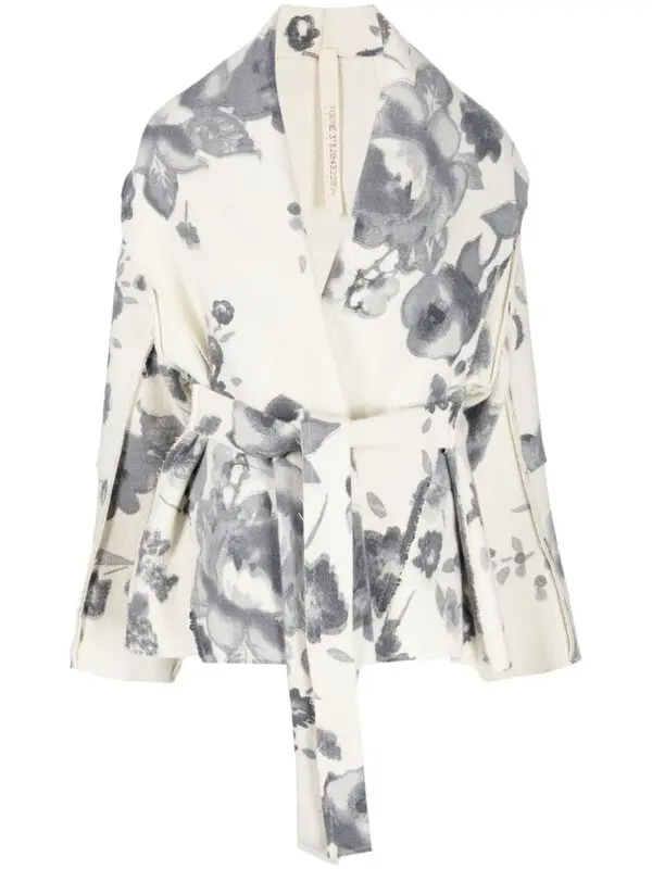 FORME D'EXPRESSION Floral-print Belted Coat