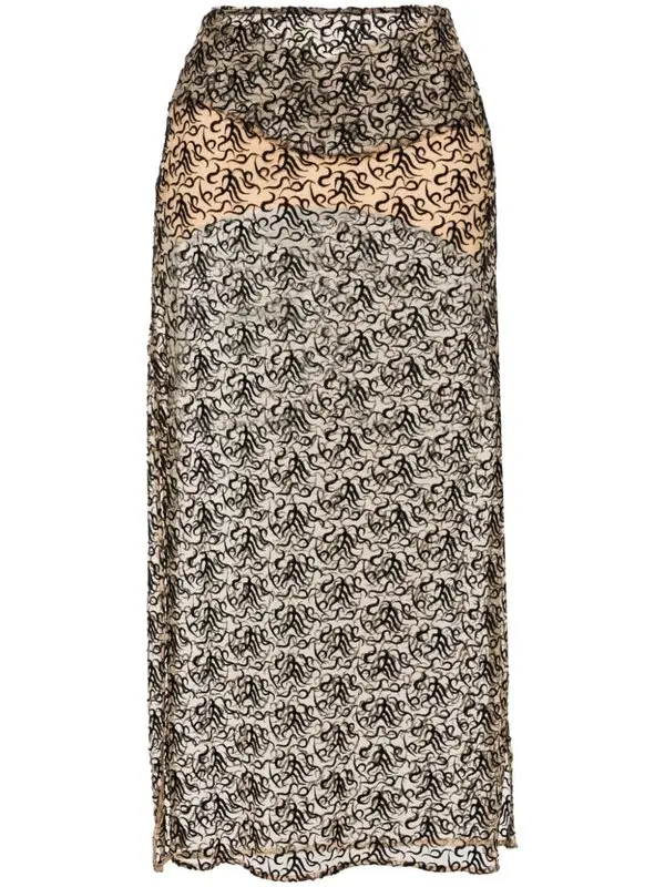 Attico Embroidered Semi-sheer Skirt