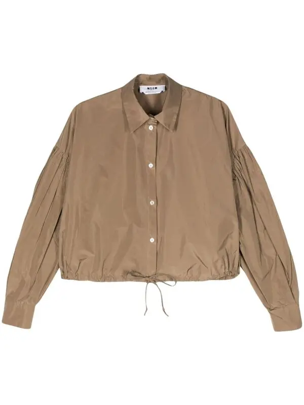 MSGM Bishop-sleeve Taffeta Shirt - Neutrals