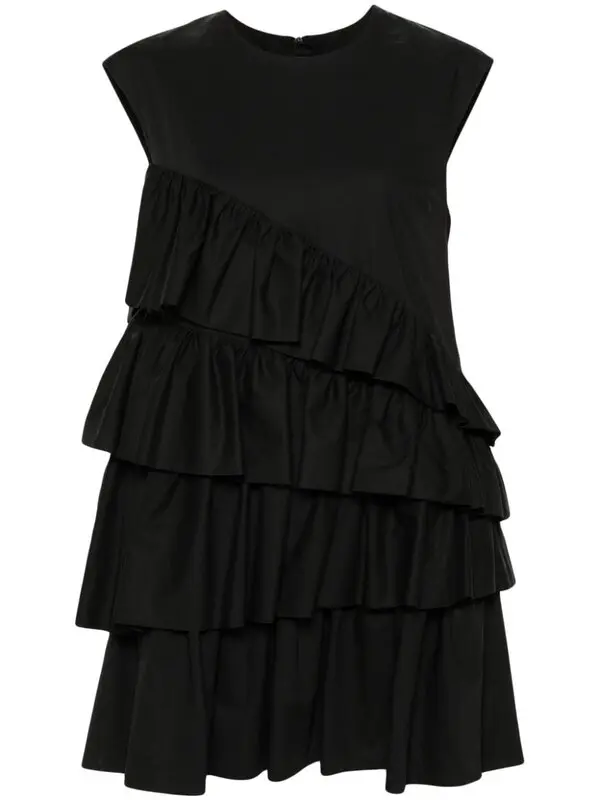 MSGM Ruffle-detailing Cotton Dress - Black