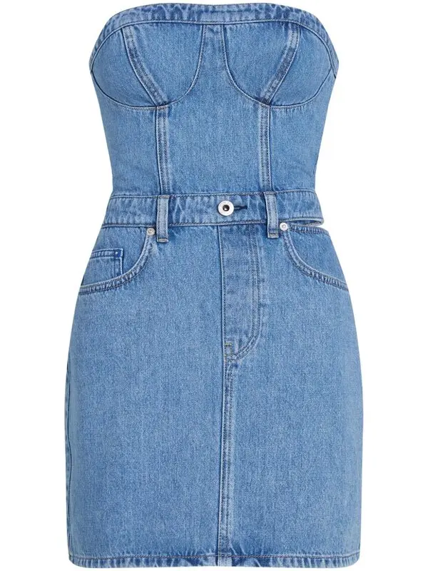 Karl Lagerfeld Bustier-style Cut-out Denim Minidress