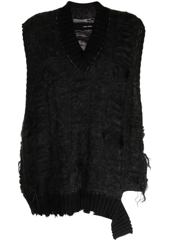 Isabel Benenato Distressed V-neck Vest