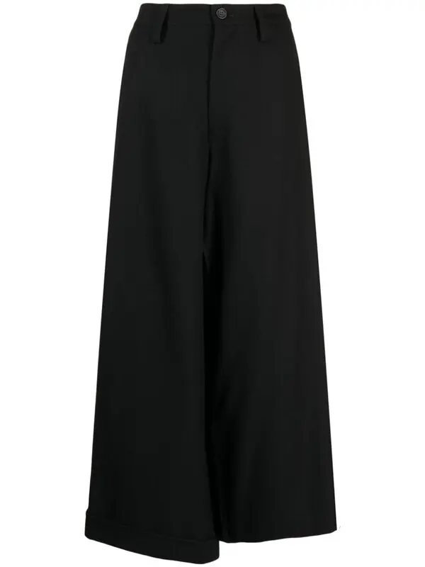 Yohji Yamamoto Wide-leg Cropped Wool Trousers
