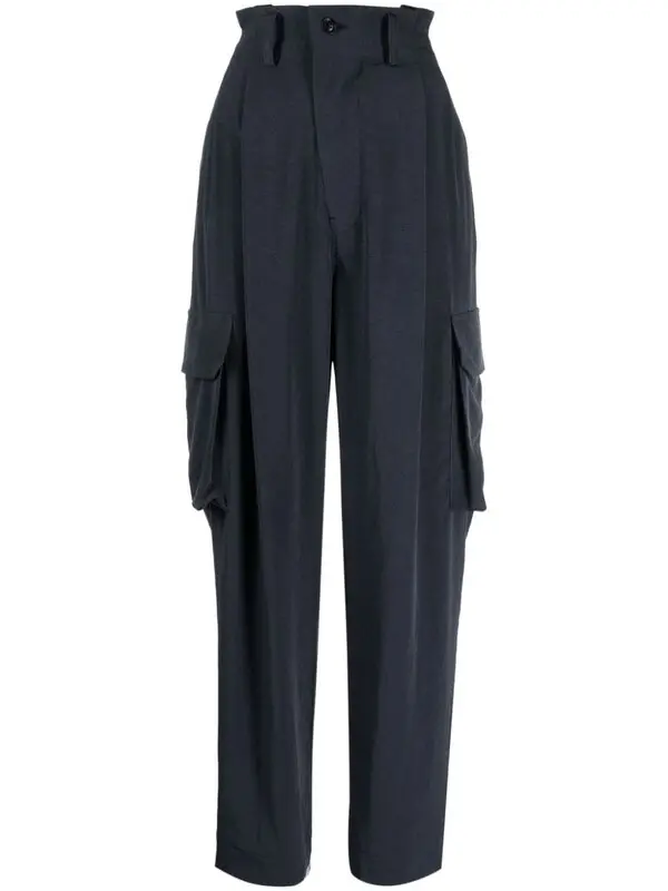 Y’s Pleated High-waisted Cargo Trousers