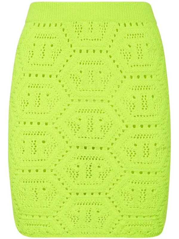 Philipp Plein Monogram-knit Mini Skirt - Yellow