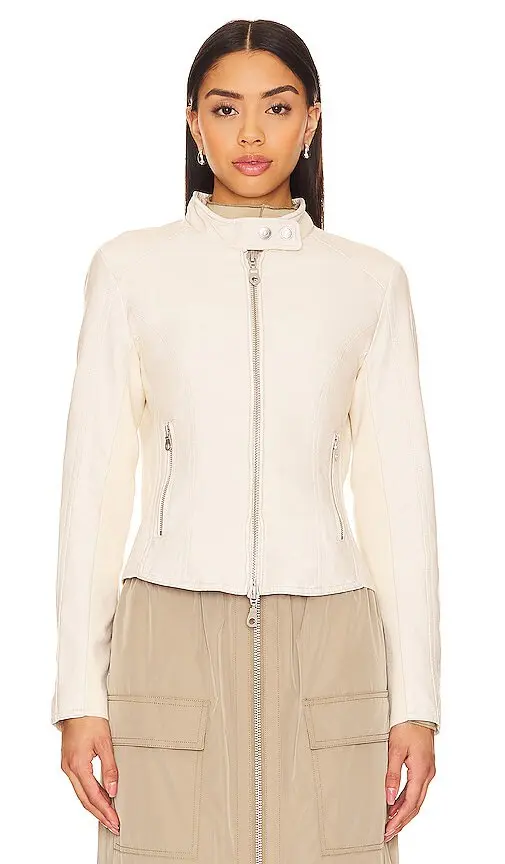 Free People Max Moto Jacket In Ivory - Bone | Editorialist