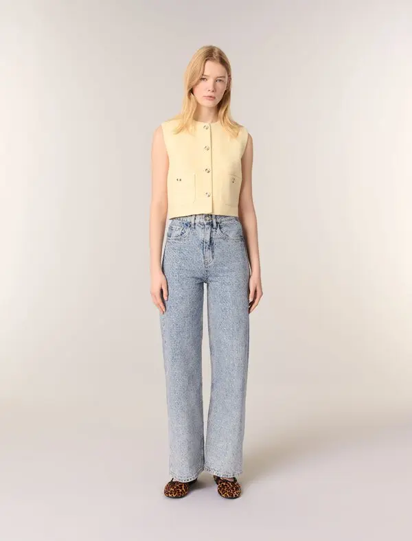 Maje Rhinestone Embellished Jeans - Blue