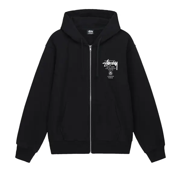 StÜssy World Tour Zip Hoodie - Black